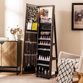 Costway Uzamykatelná šperkovnice s integrovaným make-up zrcadlem