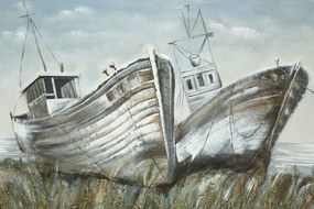 Ručně malovaný obraz Mauro Ferretti Boats Rest, 120x3,7x80 cm