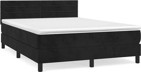 Box spring postel s matrací černá 140x200 cm samet 3141367