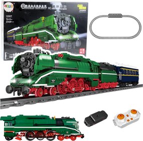LEAN Toys Stavebnicové kostky – parní lokomotiva s dálkovým ovládáním RC, 2348 dílů