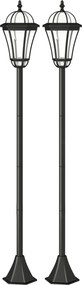 Outsunny 2-st solární pouliční světlo LED, IP44, ABS, Ø18,5 x H129 cm, úsporný režim, vodotěsné, zahradní světlo s nerezovou ocelí, černé | Aosom