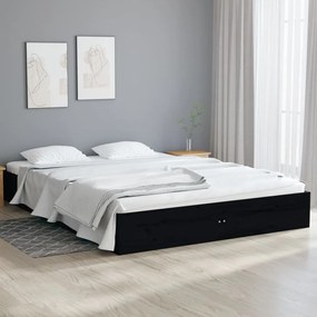 Rám postele černý masivní dřevo 120 x 190 cm malé dvojlůžko,  820076
