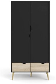 Černá šatní skříň 99x200 cm Oslo - Tvilum