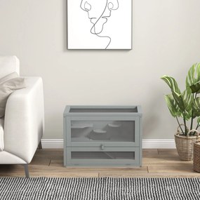 Dřevěná klec pro křečky PawHut s 2 patry a plošinami, 60x35x42 cm, šedá