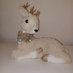 Dekorace jelen, 30 × 15 × 26 cm, PVC a plyš, béžový