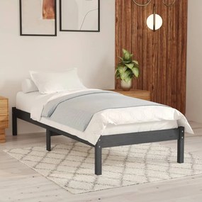 Rám postele šedý masivní borovice 90 x 200 cm - Default Title