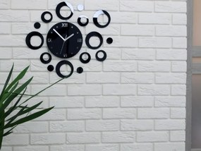 M.Clock Nástěnné akrylové hodiny 55x47cm kruhy různé barvy Barva: Wenge