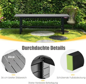 Costway Zahradní lavice pro 2 osoby s lamelovým sedákem pojme až 300 kg, šedá