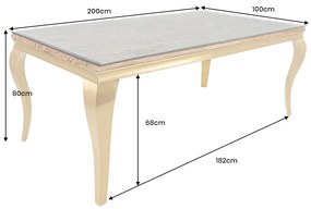 Massive home | Jídelní stůl MODERN BAROCK BARRACUDA 200cm zlatá vč. skleněný top bez teakového topu