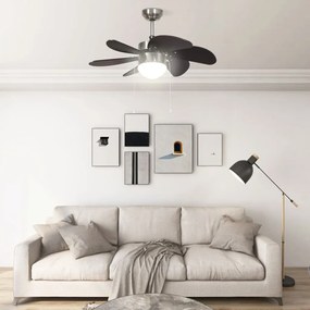 vidaXL Marketos Stropní ventilátor se světlem 76 cm tmavě hnědý