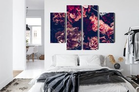 Vícedílný obraz Barevné Květiny V Retro 3D Stylu Nedostatek Nedostatek Plátno Canvas 80x60
