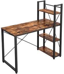 Počítačový stůl, psací stůl s levými nebo pravými úložnými policemi, rustikální hnědý