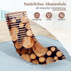 Costway Lehátko z akátového dřeva ergonomické dřevěné lehátko zahradní lehátko