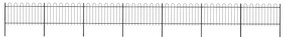 Zahradní plot s obloukem nahoře ocelový 1172 x 100 cm černý 277662