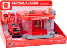 LEAN Toys Hasičská myčka aut s vysílačkou, světly, zvuky a vodou