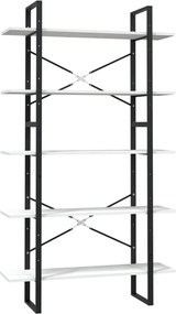 Knihovna s 5 policemi bílá 100 x 30 x 175 cm borové dřevo 3082004