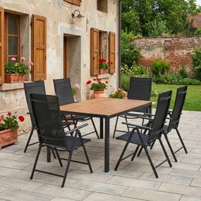Vikio Zahradní set 140x80 pro 6 osob skládací židle V136-P2 přírodní