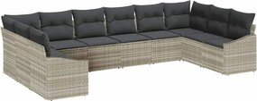 Set pohovek 10 ks Světle šedá polyratan 3346902