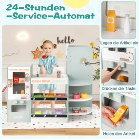 Costway Obchod s potravinami 30 kusů. Dřevěná prodejna s automatem a pokladnou
