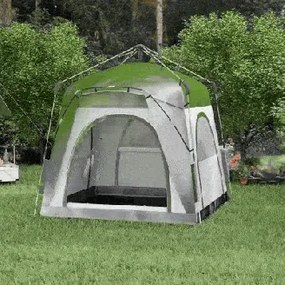 Outsunny Dvojcestný stan pro 4 osoby - Lehce, stabilní, voděodolný, UV 50+ pop-up stan pro kempování s háčkem, dveřmi, oknem, podlážkou, rodinný stan…