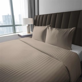 Detexpol Adamash ložní prádlo 180x200 taupe béžová tmavá jednobarevné pruhy 1 cm Pure