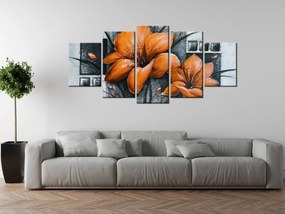 Gario Ručně malovaný obraz Nádherné oranžové Vlčí máky - 5 dílný Rozměry: 100 x 70 cm