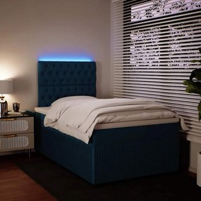 Box spring postel s matrací modrá 120 x 200 cm samet 3294620