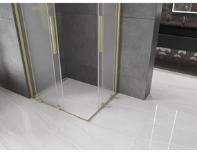 Mexen Velar Duo, sprchový kout s posuvnými dveřmi 100 x 90 cm, 8mm sklo námraza, zlatá matná, 871-100-090-32-55