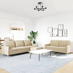 3dílná sedací souprava s podnožkou krémová textil 3278329