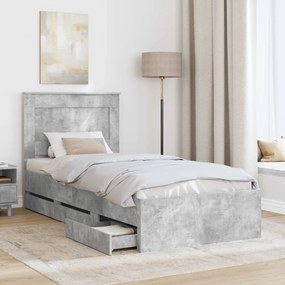 Rám postele s čelo Betonově šedá 75 x 190 cm Inženýrské dřevo 3410216