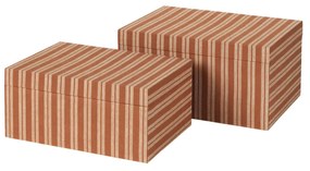 Broste Úložný box s víkem Cleo Meerkat Větší, oranžová barva, hnědá barva, papír, textil
