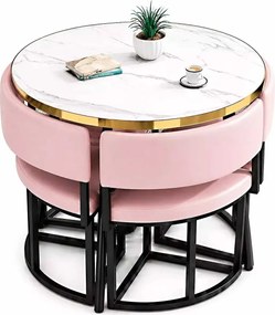 LuxuryForm DESIGN Jídelní set MONTE 4+1 - růžový / bílý