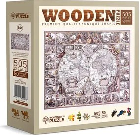 WOODEN CITY Dřevěné puzzle Mapa doby objevů / 505 dílků / od 14 let
