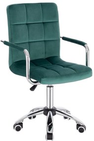 Velurová židle VERONA na kolečkové podstavě - zelená