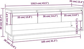 vidaXL TV skříňka 110,5 x 34 x 40 cm masivní borové dřevo [813848] Barva: Šedá