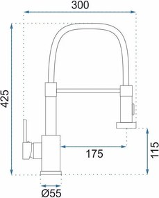 Dřezová baterie REA COLIN s flexibilním ramínkem a sprškou, titan