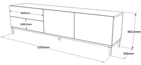 TV stolek Ove III 170 cm šedý