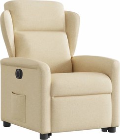 Elektrické zvedací polohovací křeslo krémové textil 3303162