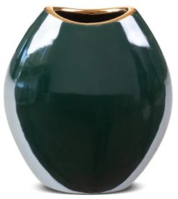 Váza AMORA2 03 tmavě zelená / zlatá
