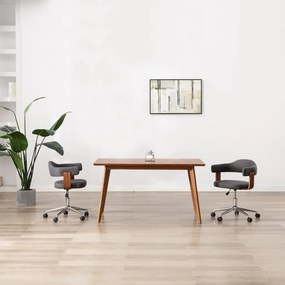 Otočná jídelní židle šedá ohýbané dřevo a textil 287419