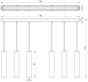 Lustr na lanku RAITO 6xGU10/8W/230V mosaz