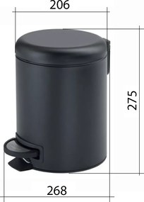 Gedy Gedy, POTTY Odpadkový koš 5l, Soft Close, gun metal, 330981
