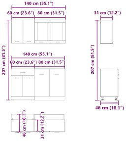 vidaXL 4dílná sada kuchyňských skříněk "Lyon" staré dřevo, umělé dřevo