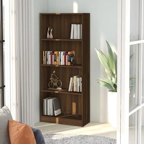 Petromila 4patrová knihovna hnědý dub 60 x 24 x 142 cm kompozitní dřevo