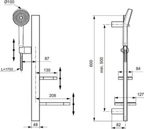 Ideal Standard ALU+ - Set sprchové hlavice | tyče a hadice | 2 proudy
