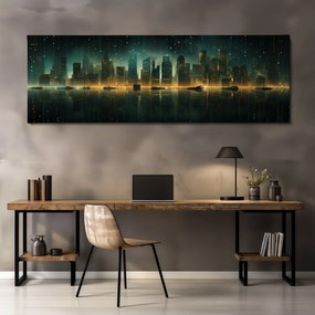 Obraz na plátně - Futuristické město - Abstrakce - Metropole budoucnosti FeelHappy.cz Velikost obrazu: 180 x 60 cm