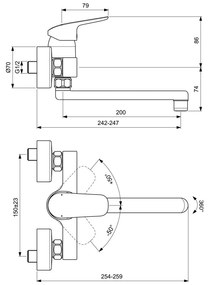 Ideal Standard Active - Kuchyňská baterie nástěnná - vývod 200 mm, Chrom, B1730AA