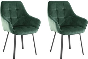 Danish style Jídelní židle Pamela (SADA 2 ks), samet, tmavě zelená