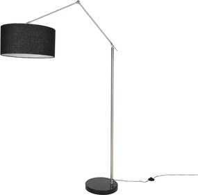 Stojací lampa ocelová nastavitelná s černým stínidlem 50 cm - Editor