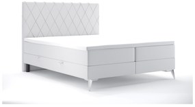 Kontinentální postel 140 cm Miror (bílá ekokůže) (s úložným prostorem). 1044250